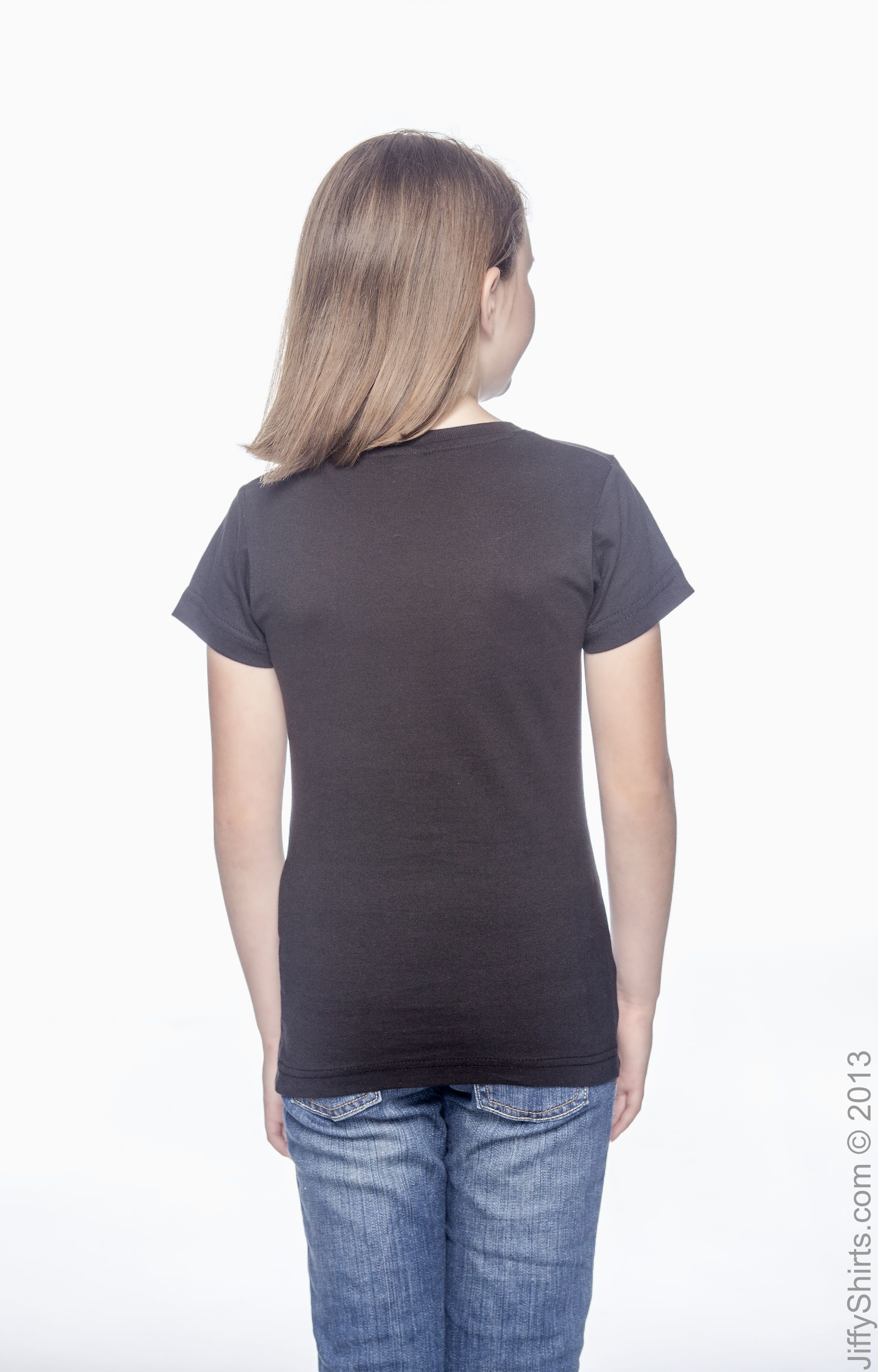 LAT 2616 Black Girls' Fine Jersey T-Shirt | JiffyShirts